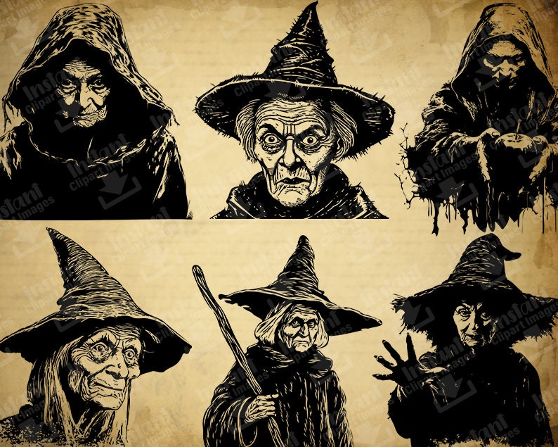 Witches SVG Halloween Bundle 60 Clipart Images Vector Svg Files, PDF ...