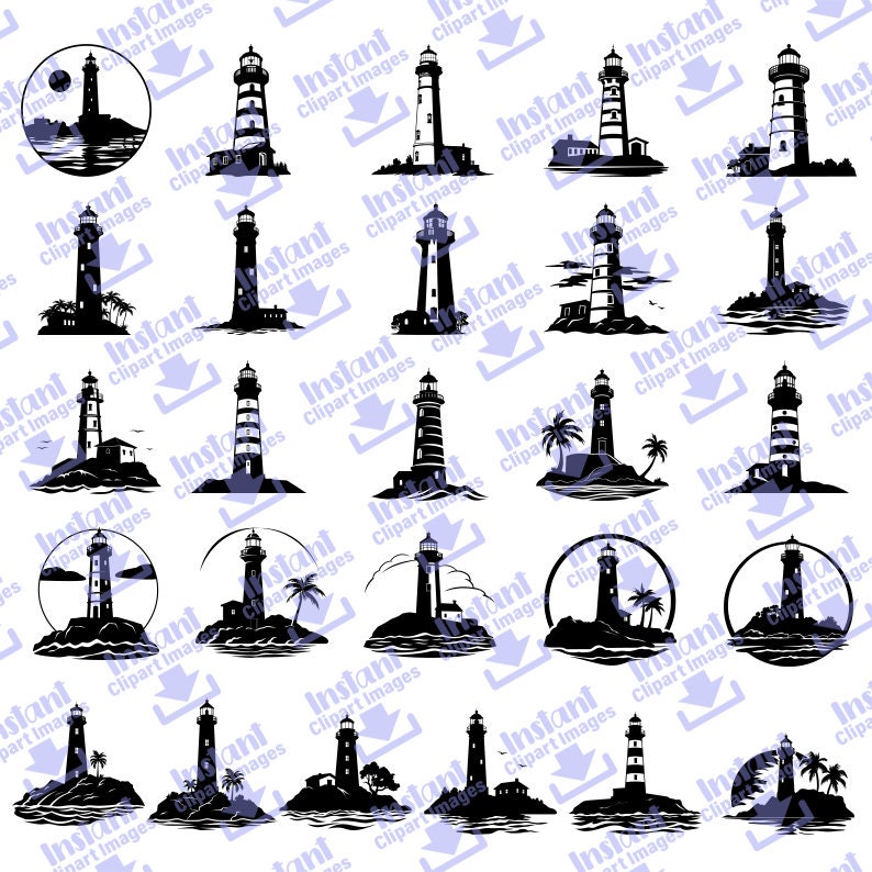 Lighthouse SVG, Lighthouses SVG Bundle, Clipart, 100+ SVG Silhouette ...