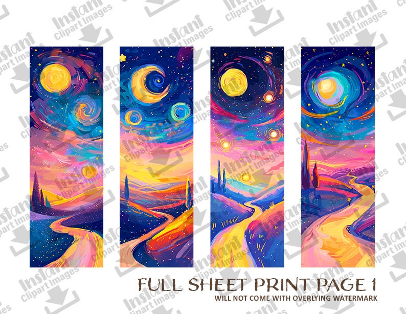 Night Sky Printable Bookmarks, Digital Night Sky Bookmark Set for ...