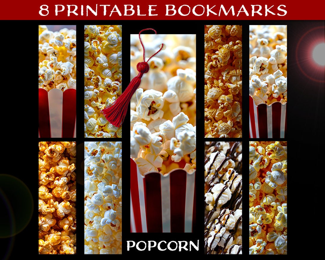 Popcorn Printable Bookmarks, Digital Popcorn Bookmarks for Readers ...