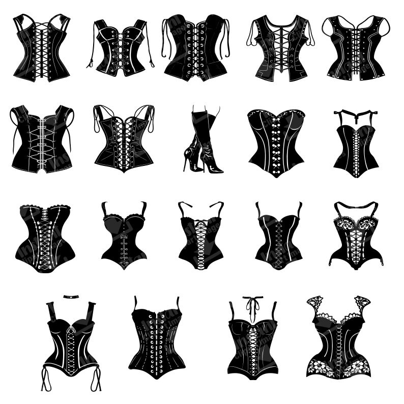 Corsets SVG, Corset SVG Bundle, Corset Accessories Clipart, Silhouette ...