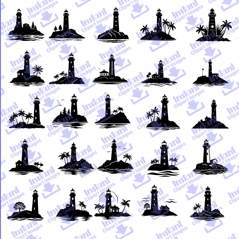Lighthouse SVG, Lighthouses SVG Bundle, Clipart, 100+ SVG Silhouette ...
