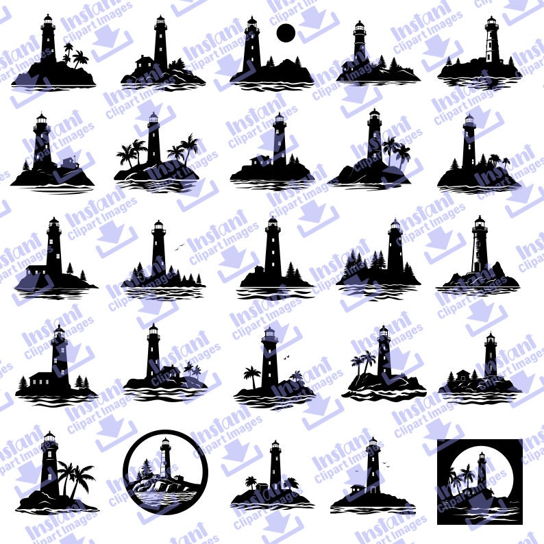 Lighthouse SVG, Lighthouses SVG Bundle, Clipart, 100+ SVG Silhouette ...