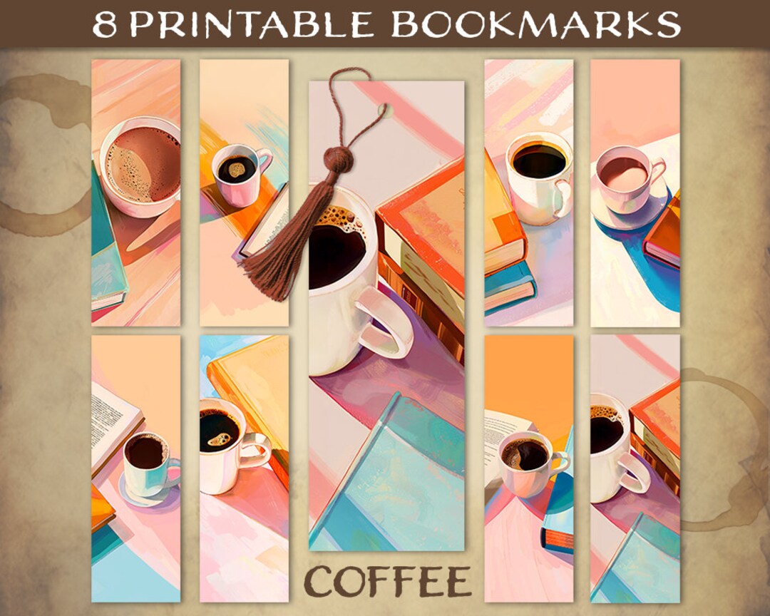 Coffee Lovers Printable Bookmarks for Book Lovers, Digital Coffee ...