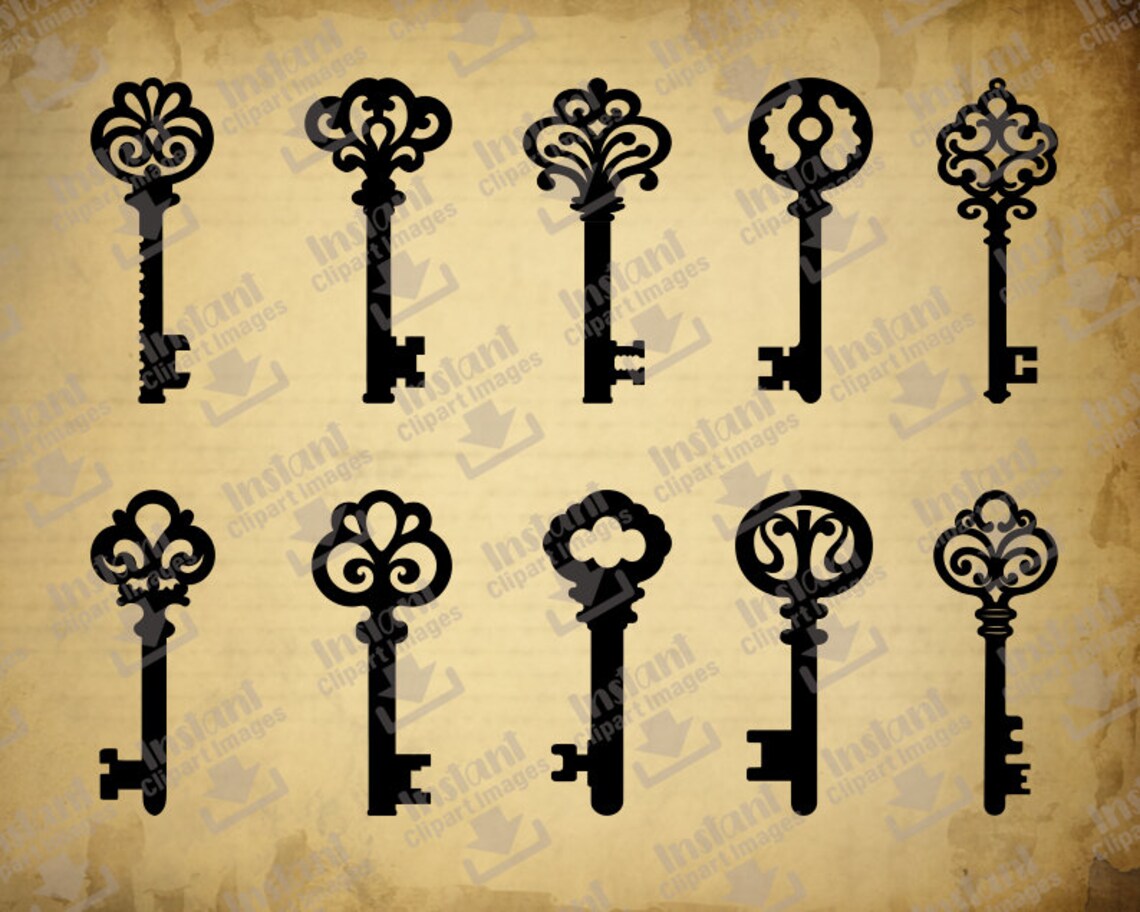 Antique Key SVG, Keys SVG Bundle, Old Keys Clipart, 30 SVG Silhouette ...