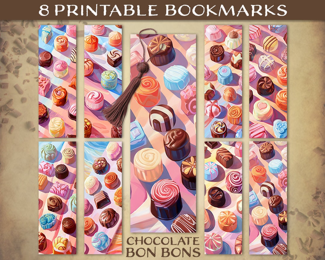 Chocolate Bon Bons Printable Bookmarks for Book Lovers, Digital ...