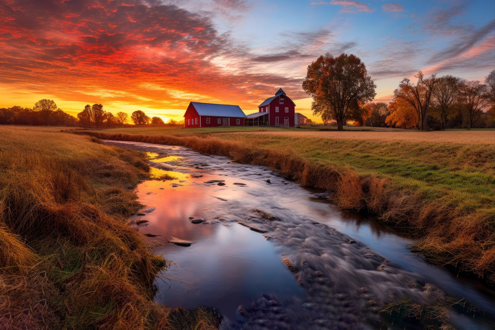 Landscape Country Barn at Dusk Digital Downloads Country Barn - Etsy