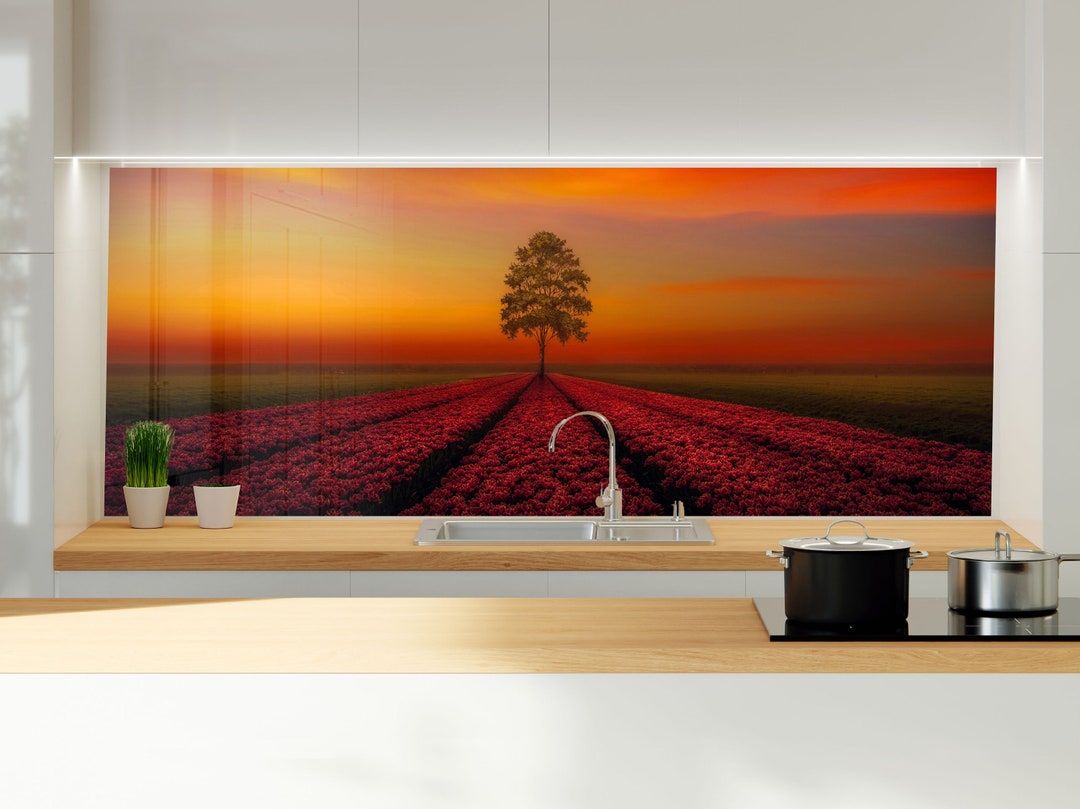 Backsplash Tile-solid Tempered Glass Wall Protection-kitchen Backsplash ...