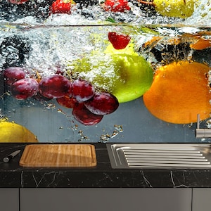 Tempered Glass Fruits Backsplash Design-cooker Wall Backsplash Panel ...