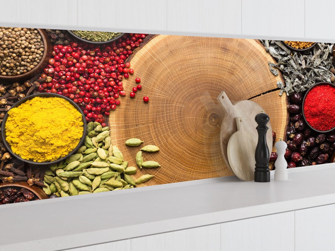 Kitchen Glass Splashback-tempered Glass Spices Backsplash Tile Kitchen ...