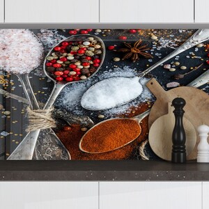 Tempered Glass Spices Backsplash Design-cooker Wall Backsplash Panel ...