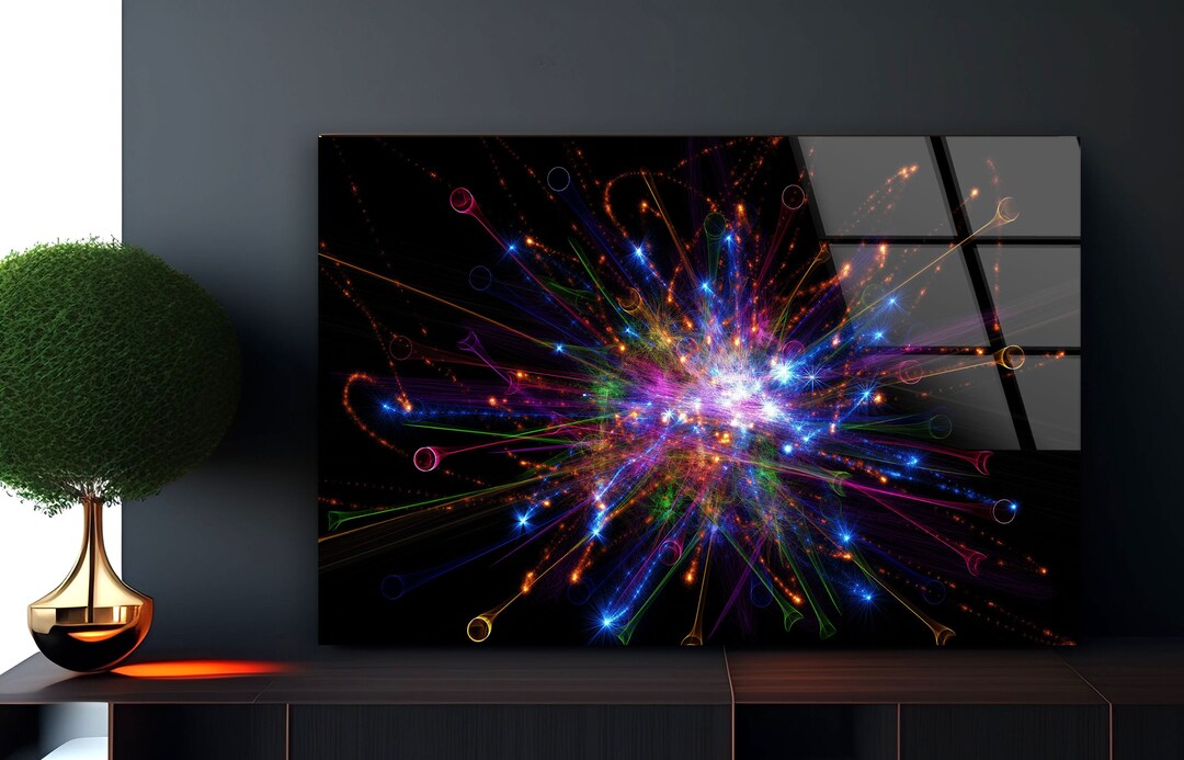 Tempered Glass Framed Wall Art--abstract Wall Decor-wall Hanging-large ...