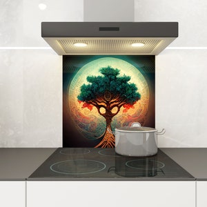 Tempered Glass Backsplash-life of Tree Backsplash Tiles-metal ...