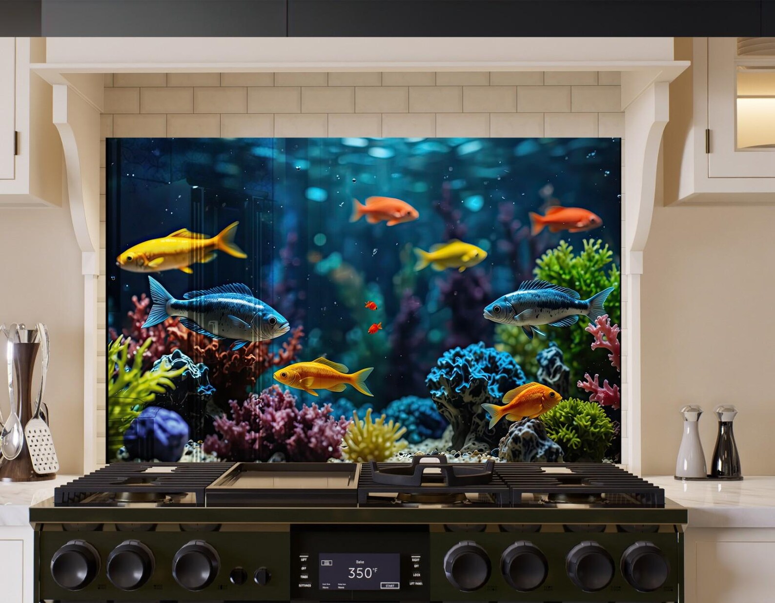 Tempered Glass Fish Backsplash Tile: Aquarium Stove Back Cover - Etsy
