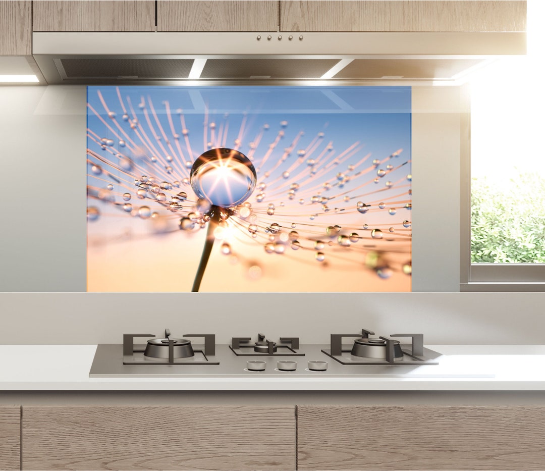 Tempered Glass Backsplash Design-cooker Wall Backsplash Panel-floral ...