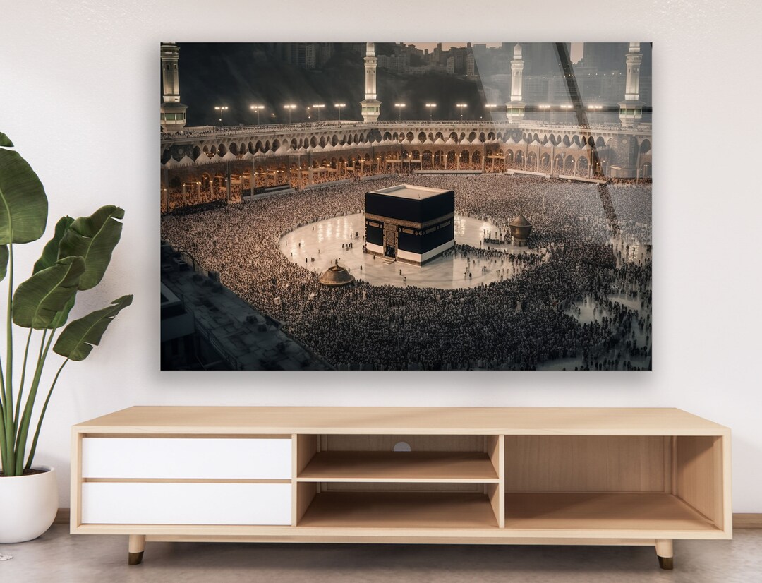 Islamic Tempered Glass Wall Art – Kaaba Mecca Sacred Mosque Panel ...