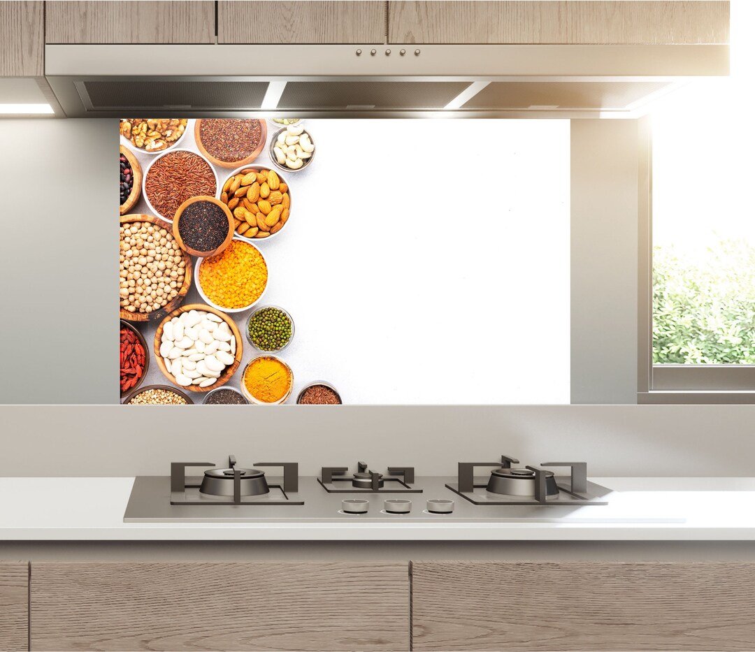 Tempered Glass Spices Backsplash Design-cooker Wall Backsplash Panel ...