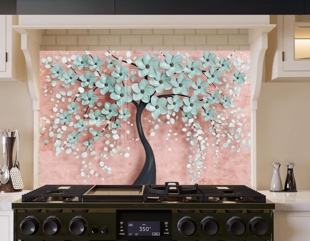 Tempered Glass Backsplash Tiles-gold Tree Backsplash for Bathroom ...