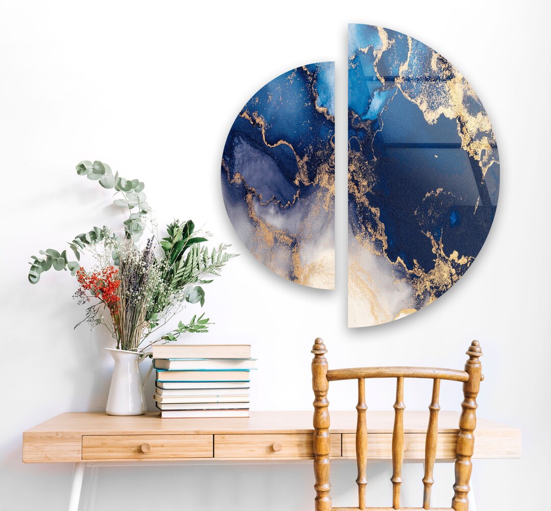 Tempered Glass Wall Art Set of D Circle Glass Wall Art-circular Wall ...