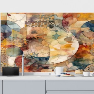 Abstract Backsplash Tile-solid Tempered Glass Wall Protection-kitchen ...