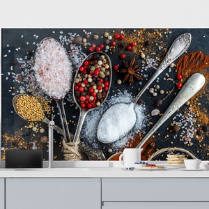 Tempered Glass Spices Backsplash Design-cooker Wall Backsplash Panel ...