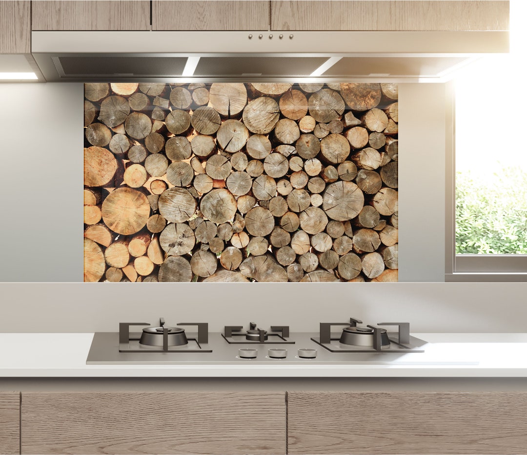 Wooden Backsplash Tile-solid Tempered Glass Wall Protection-kitchen ...