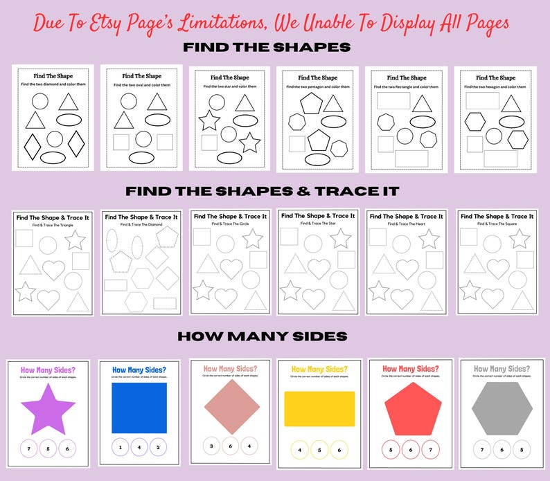 Preschool Kindergarten Kids Learning Shapes. Kids Activity Sheets ...