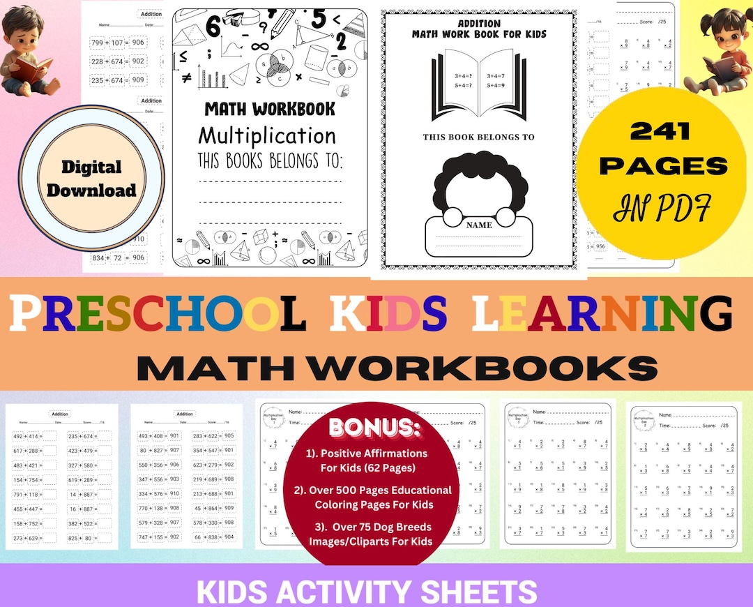 Preschool Kindergarten Kids Learning, Math Workbooks, Numbers ...
