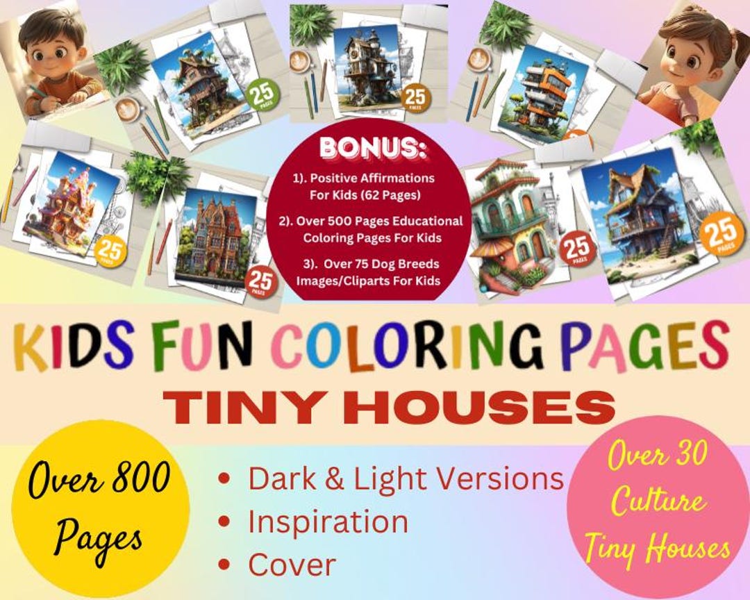 Kids Fun Coloring Pages, Tiny Houses, Over 30 Cultures Tiny Houses ...