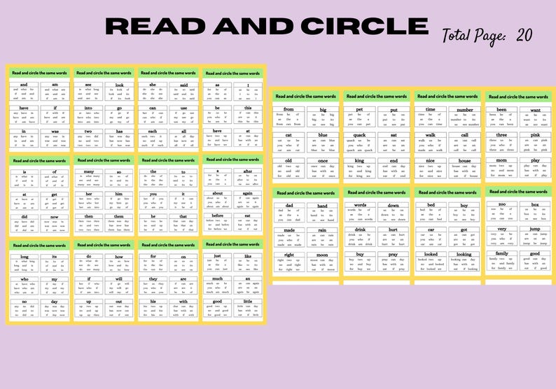 Preschool Kids Learning Sight Words, Kindergarten Kids Activity Sheets ...