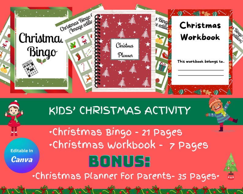 Kids Printable Preschool Christmas Activity, Christmas Bingo Card ...