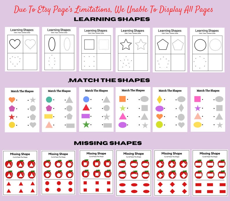 Preschool Kindergarten Kids Learning Shapes. Kids Activity Sheets ...