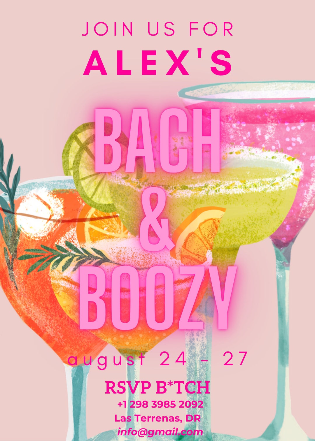 Alex Bachelorette Invite. 5x7 Digital and Print Template Invite ...