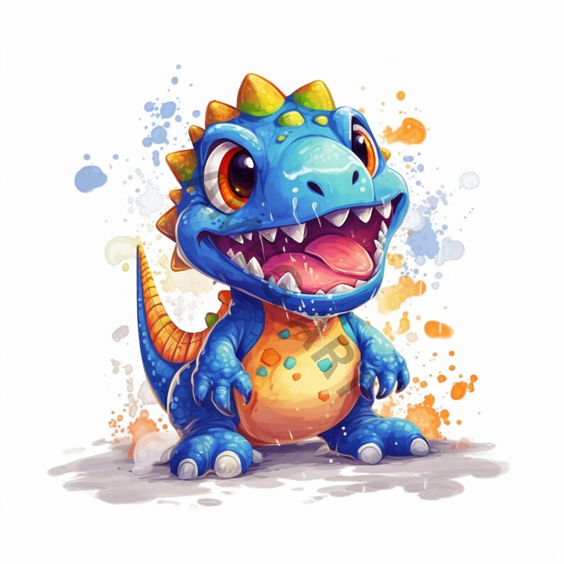 Cute Dinosaurs Clipart Bundle Splash Art 20 High Quality - Etsy