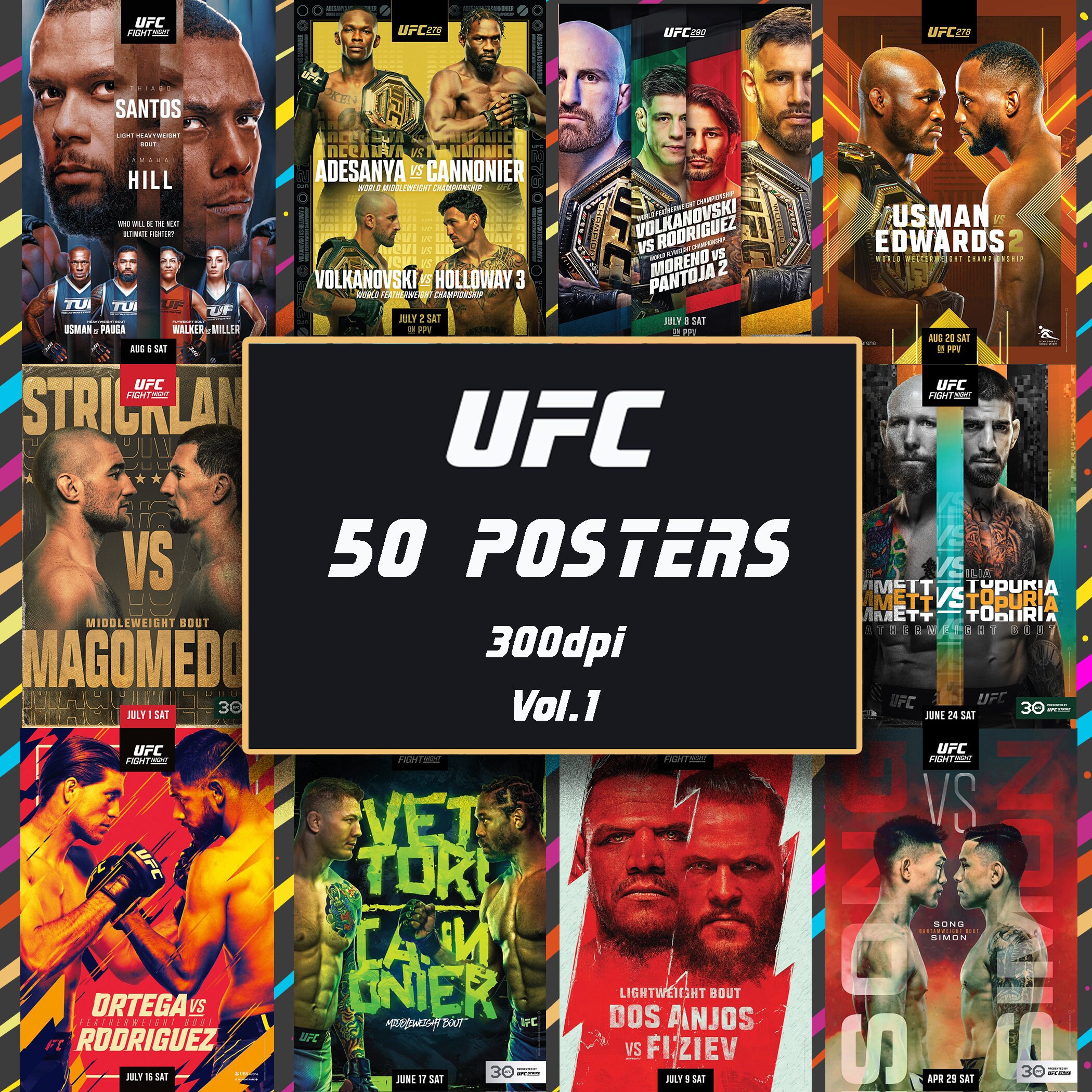 UFC Poster Set of 200, UFC Wall Art, MMA Wall Decor, Boxing Prints ...