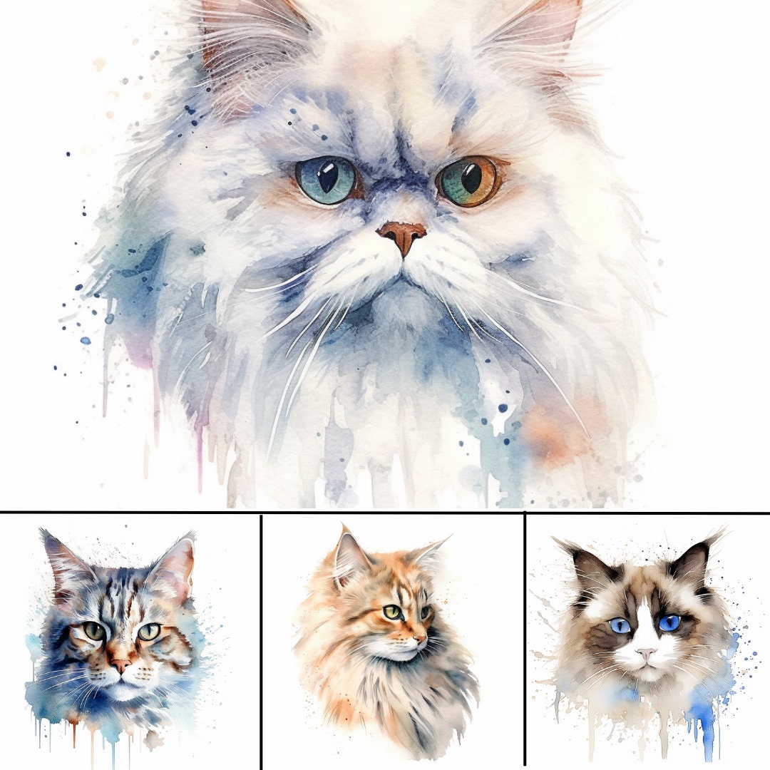 Cats Clipart Bundle, Watercolor, 33 High Quality Images, PNG ...