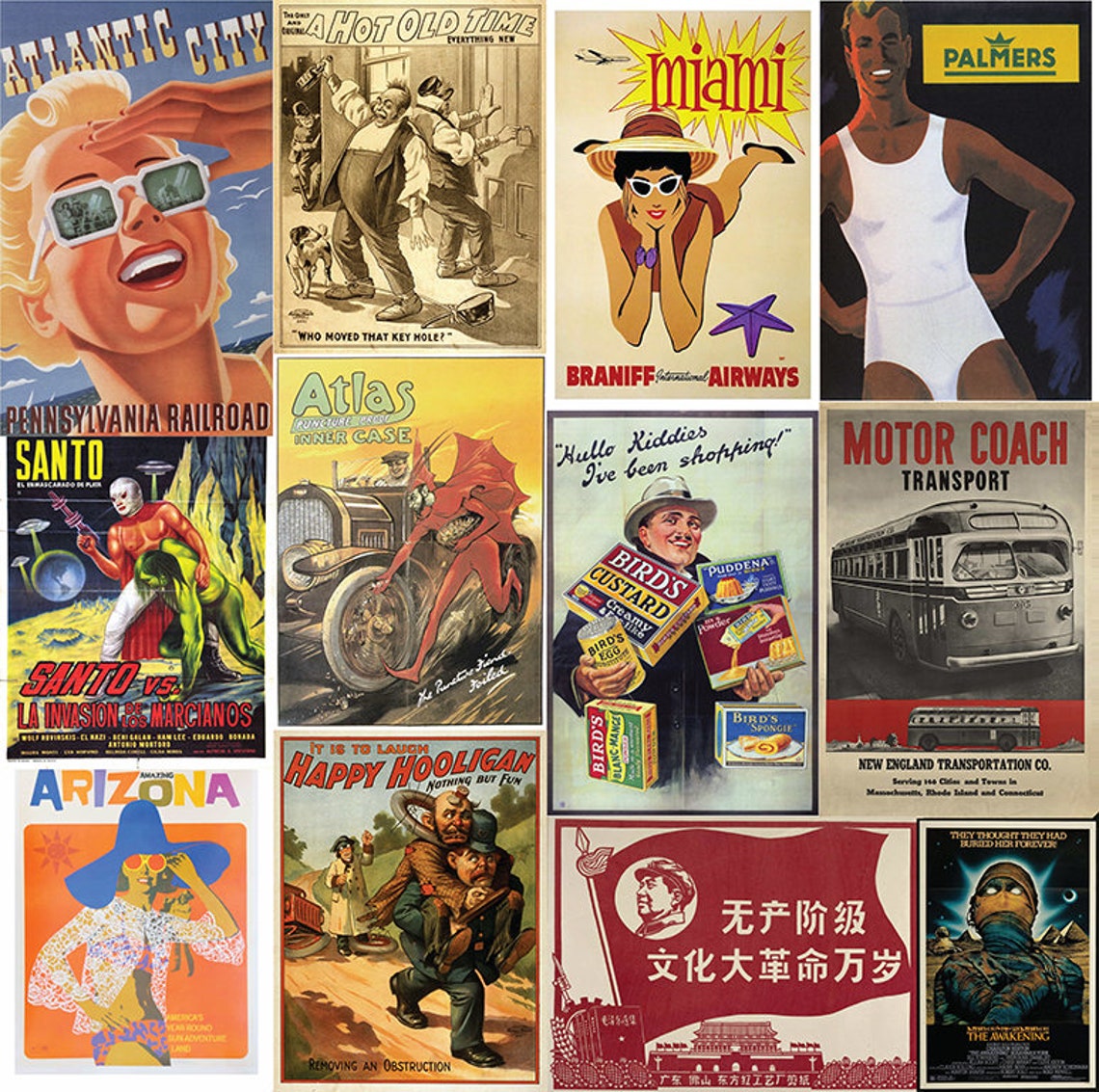 Vintage Posters Aesthetic Wall Collage Kit, Vintage Wall Decor ...