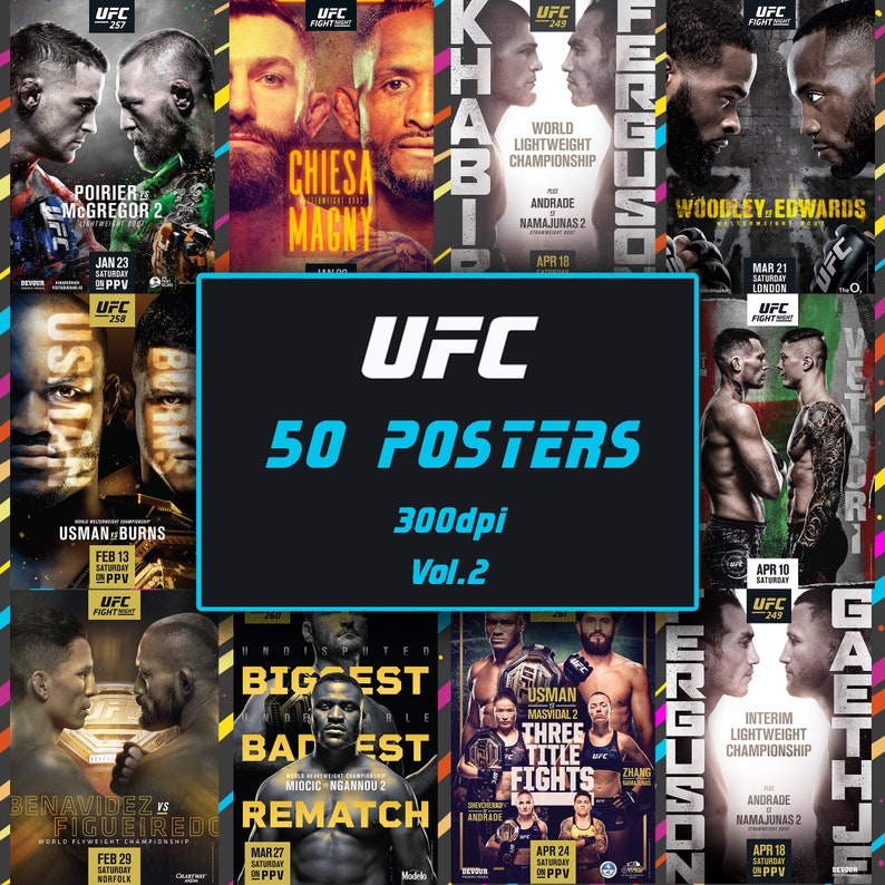 UFC Poster Set of 200, UFC Wall Art, MMA Wall Decor, Boxing Prints ...