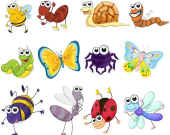 Cute Bugs Clipart, Insects Clipart, Garden Bugs Clipart, Snail, Ladybug ...