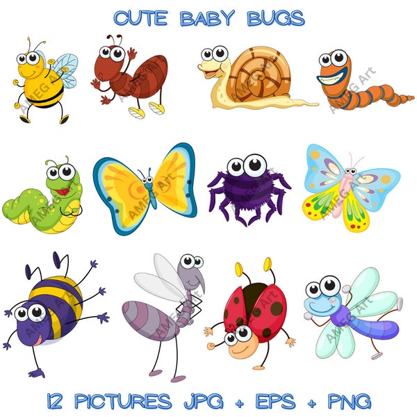 Cute Bugs Clipart - Etsy