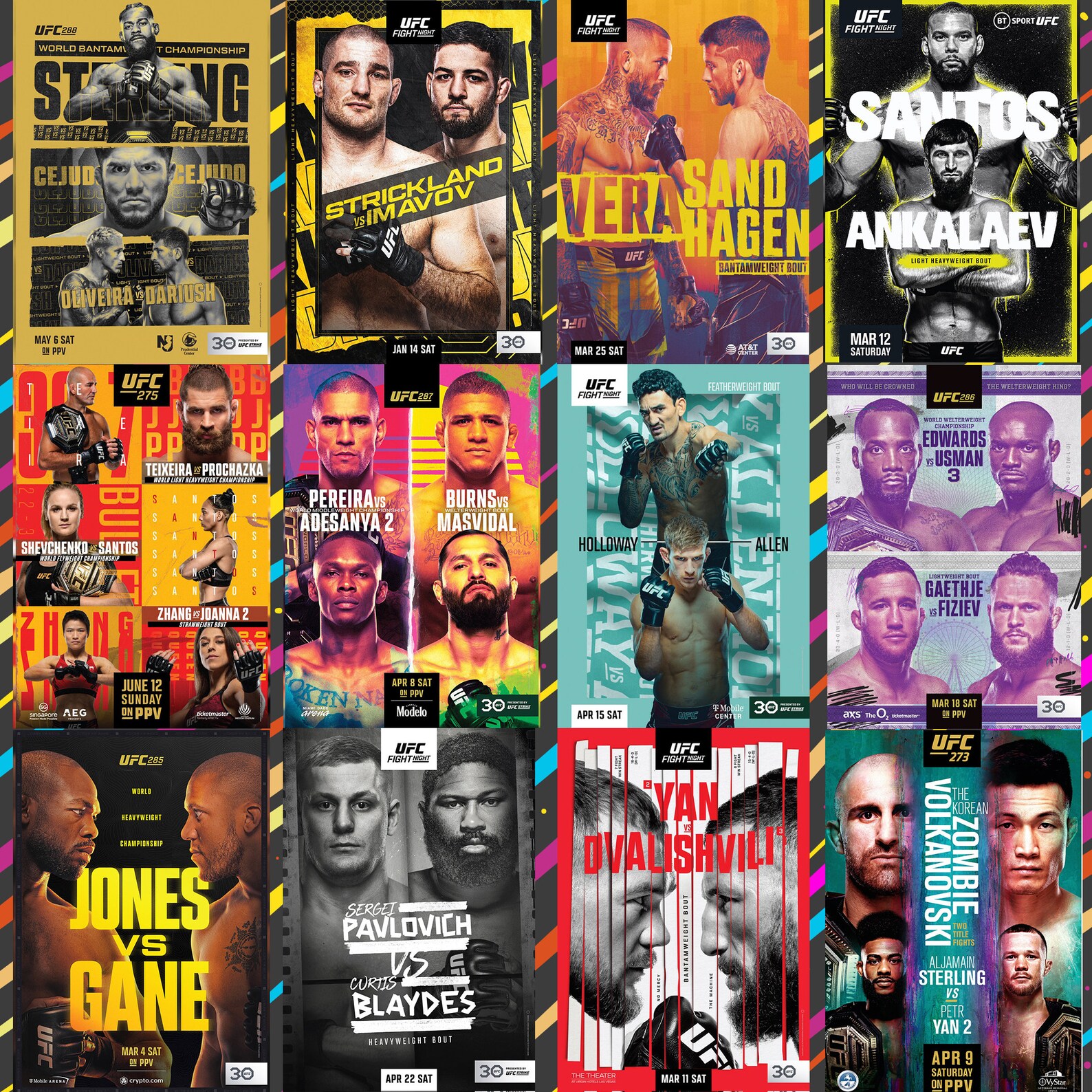 UFC Poster Set of 50, UFC Wall Art, MMA Wall Decor, Boxing Prints ...