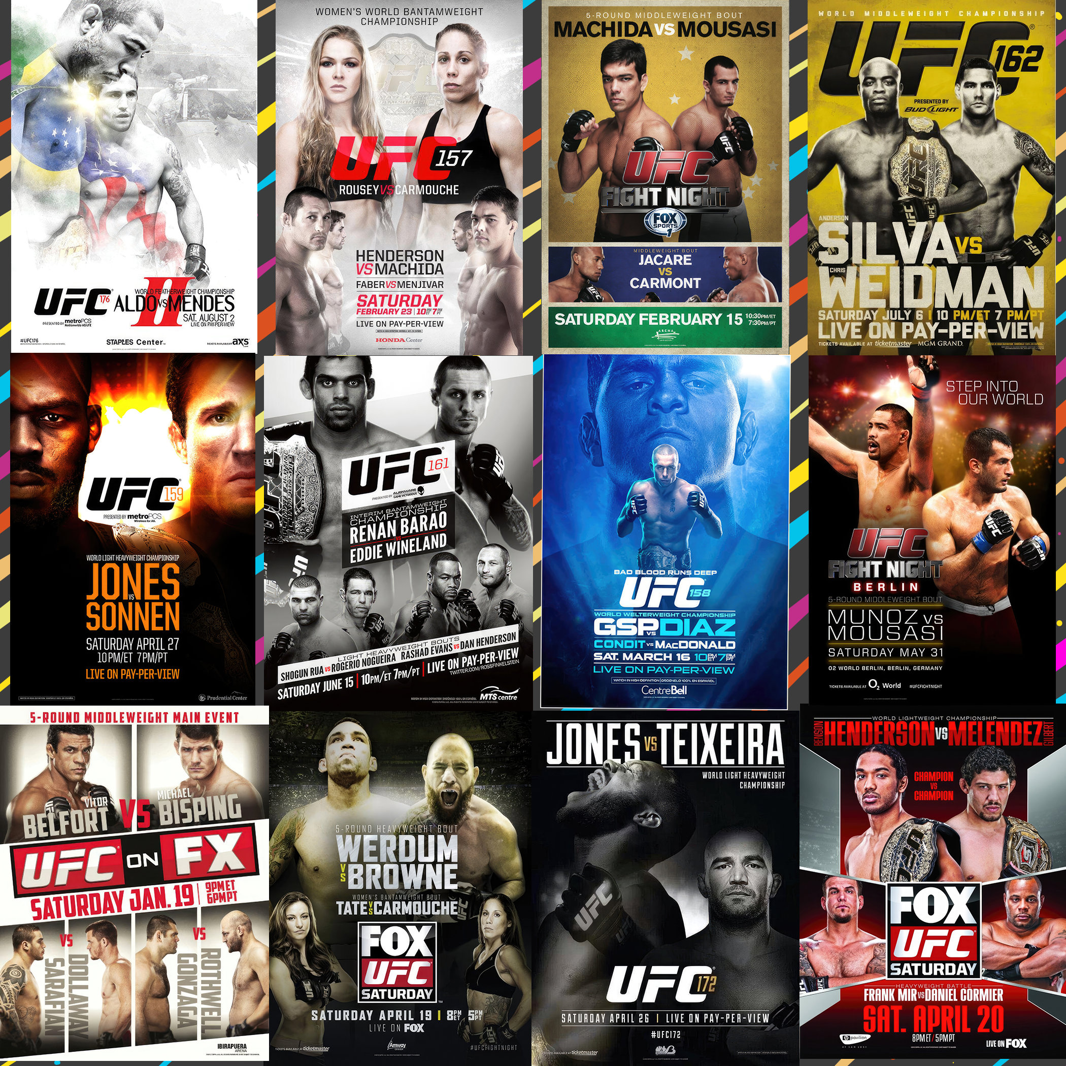 UFC Poster Set of 50, UFC Wall Art, MMA Wall Decor, Sport Prints ...
