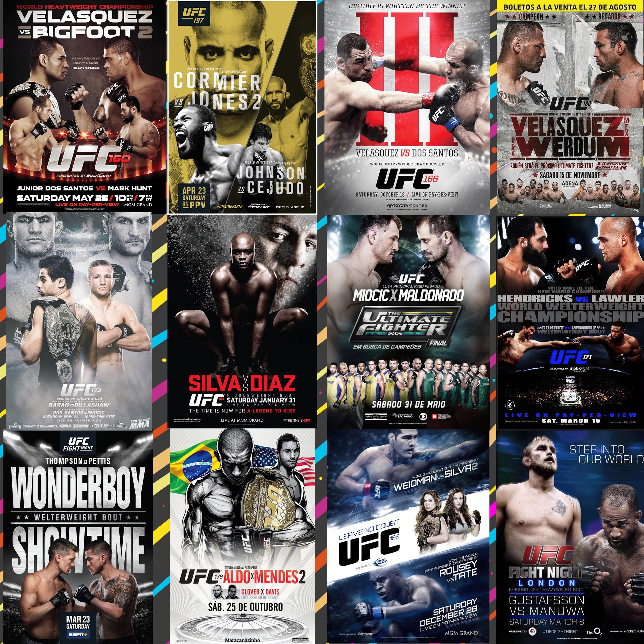UFC Poster Set of 50, UFC Wall Art, MMA Wall Decor, Sport Prints ...