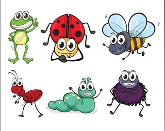 Cute Bugs Clipart, Insects Clipart, Garden Bugs Clipart, Snail, Ladybug ...