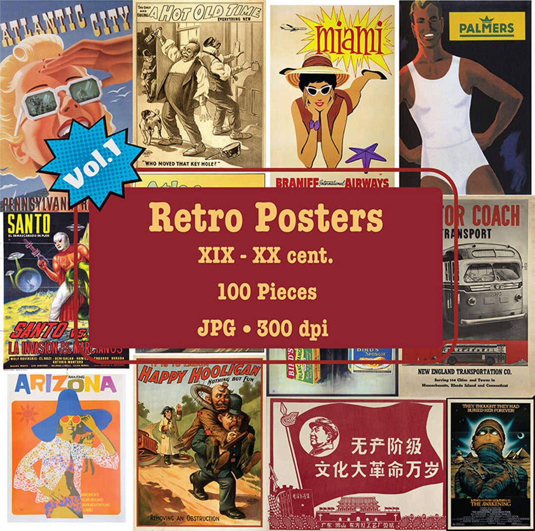 Vintage Posters Aesthetic Wall Collage Kit, Vintage Wall Decor ...