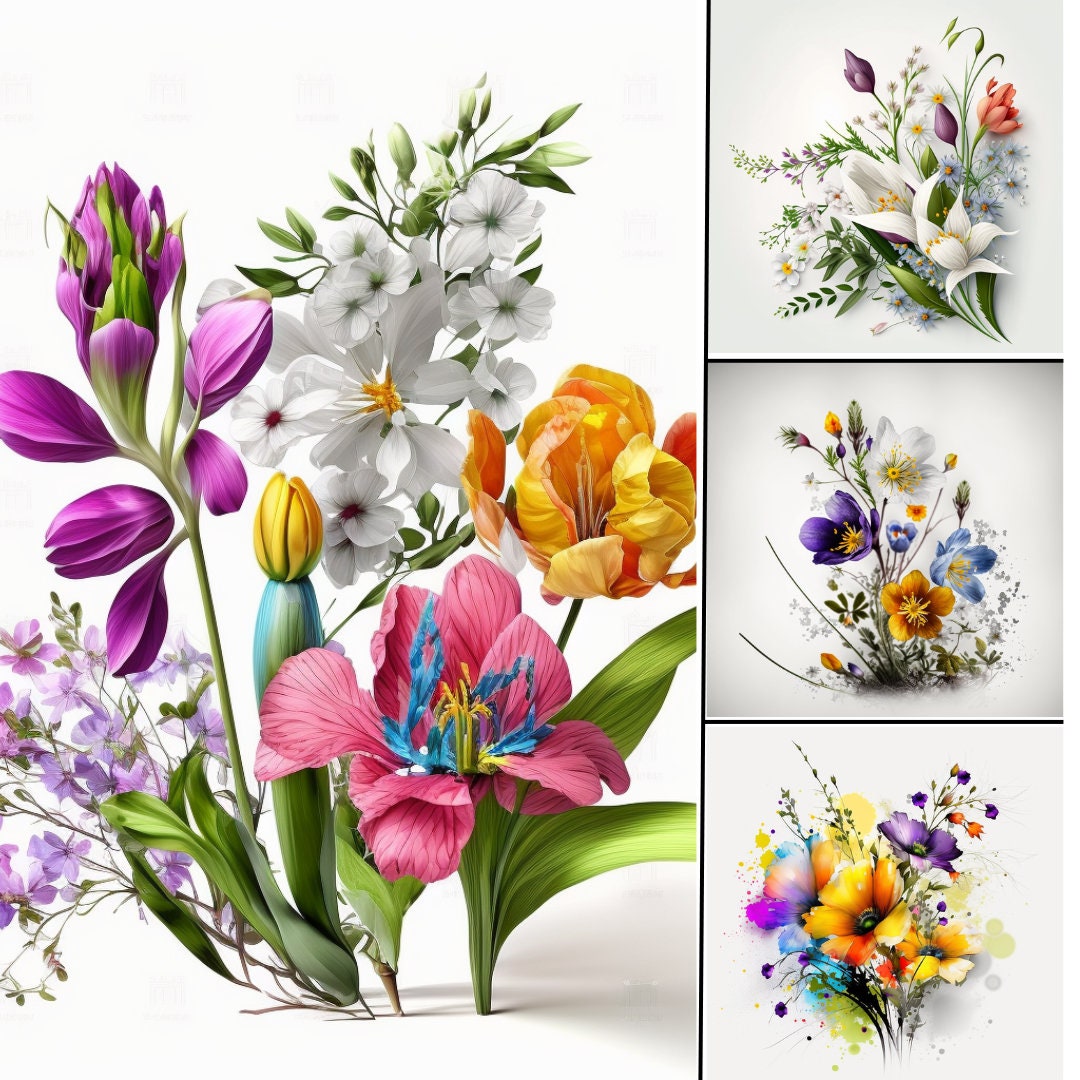 Spring Flowers Clipart Bundle, 21 High Quality Images, PNG, Commercial ...