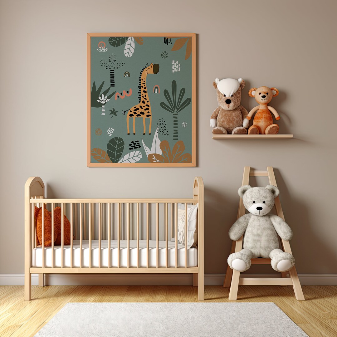 Boho Nursery Wall Art Giraffe Illustration Safari Animal - Etsy