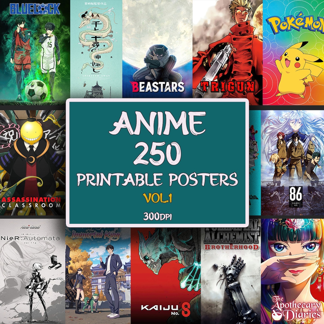 250 Anime Posters, Poster Collage Kit, Anime Wall Decor, High-res ...