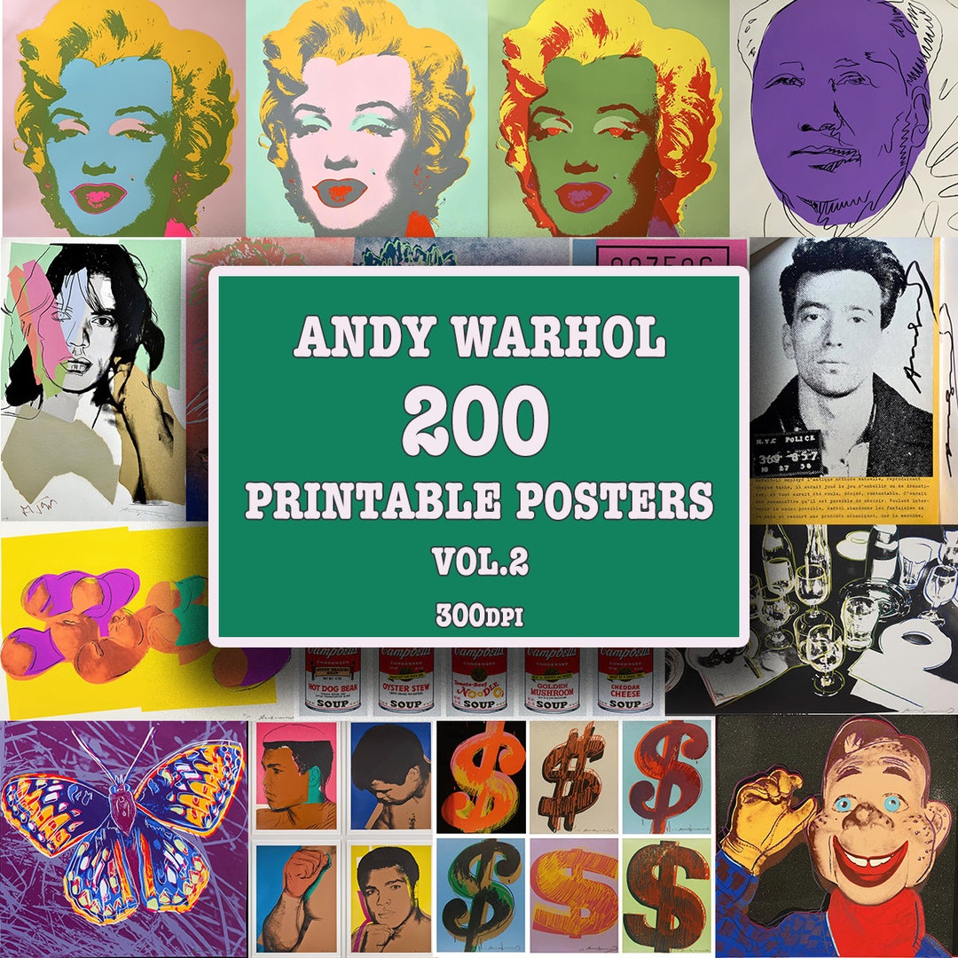 Set of 200 Andy Warhol Art, Andy Warhol Art Prints, Andy Warhol Iconic Pop Art, Andy Warhol Wall ...