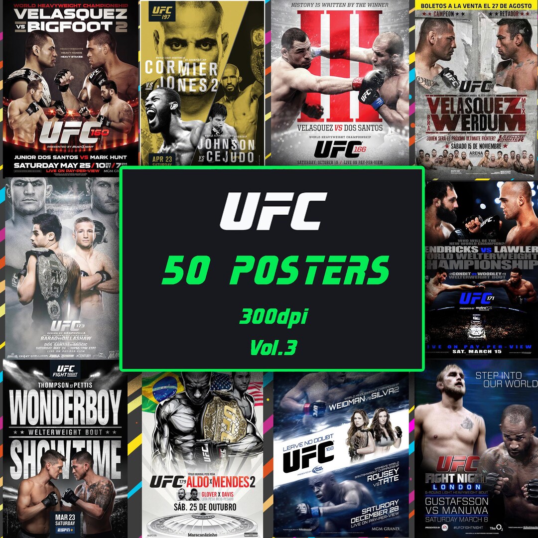 UFC Poster Set of 50, UFC Wall Art, MMA Wall Decor, Sport Prints ...
